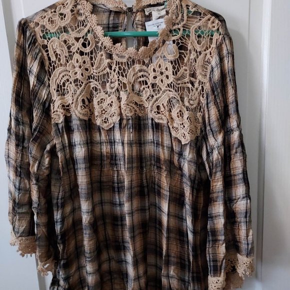 Indigo Thread | Tops | Nwt Indigo Thread Boho Lace Inset Trim Long ...